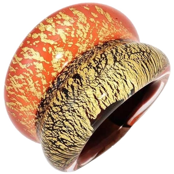 Murano | Jewelry | Murano Multicolor New Glass 24k Gold Tritone Ring ...